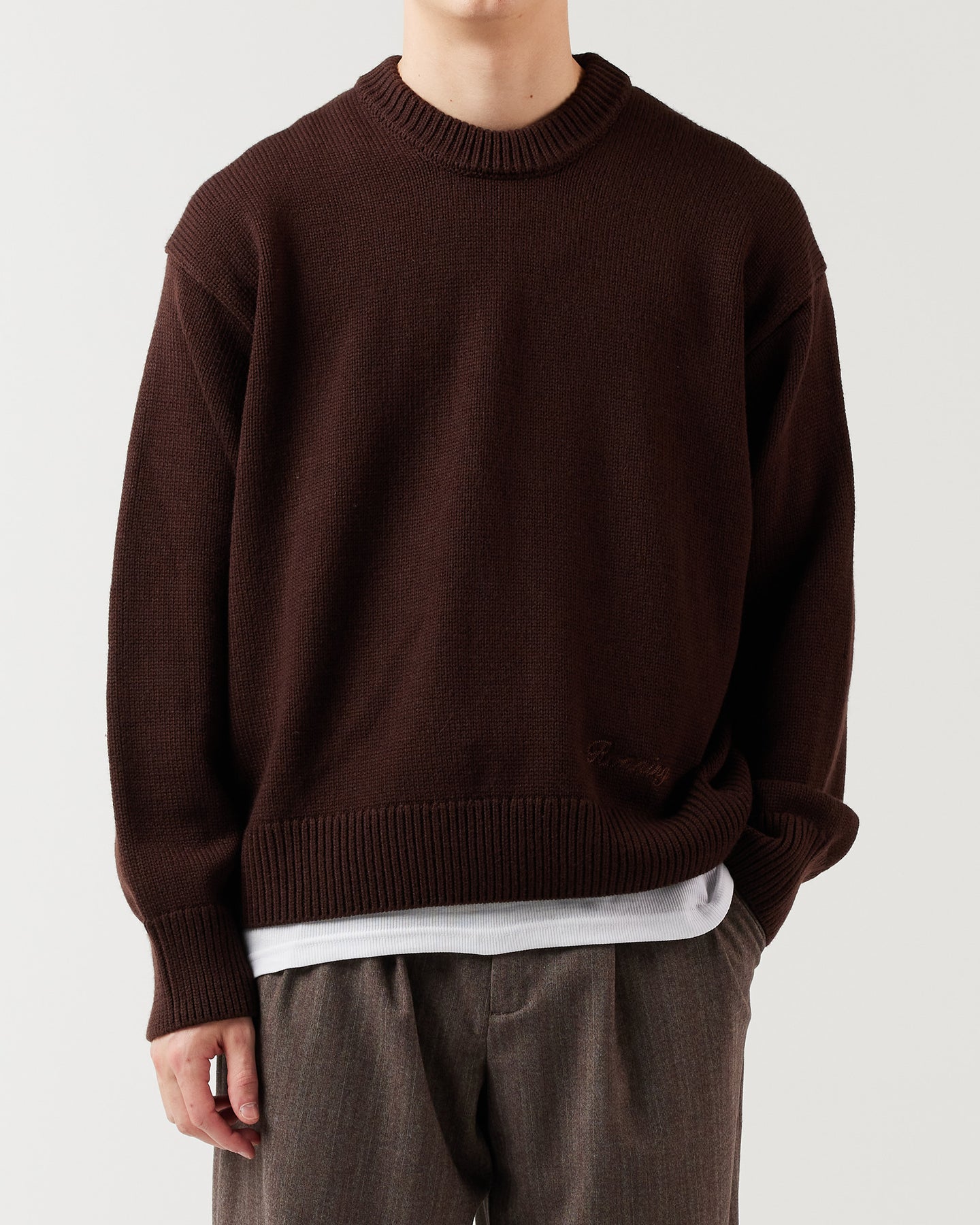 R Knit Sweater - Mocha Brown – RONNING