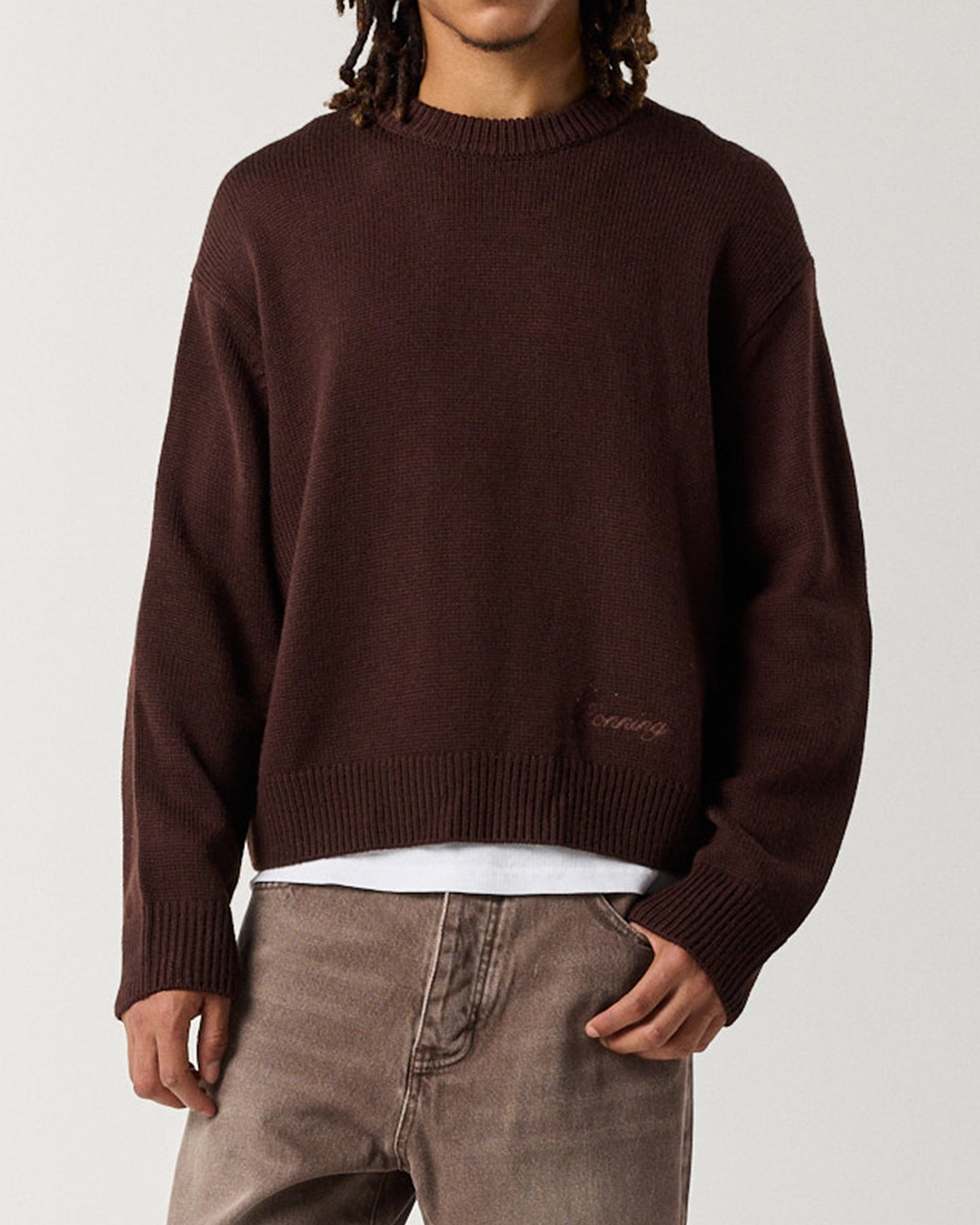 Merino Blend Crew Knit Sweater - Mocha Brown | RONNING, Everyday Uniform