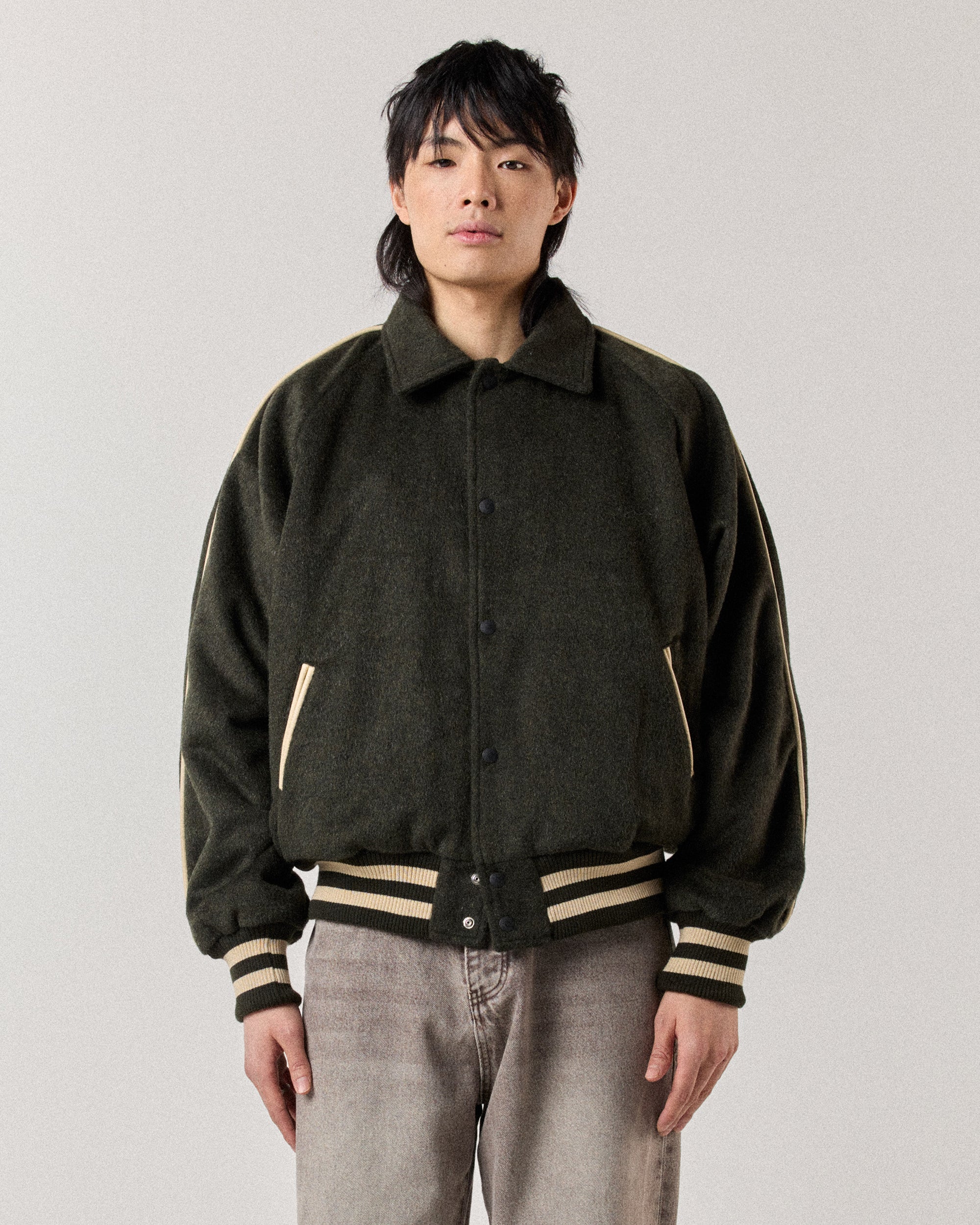 Wool Varsity Jacket - Moss Green | RONNING, Everyday Uniform