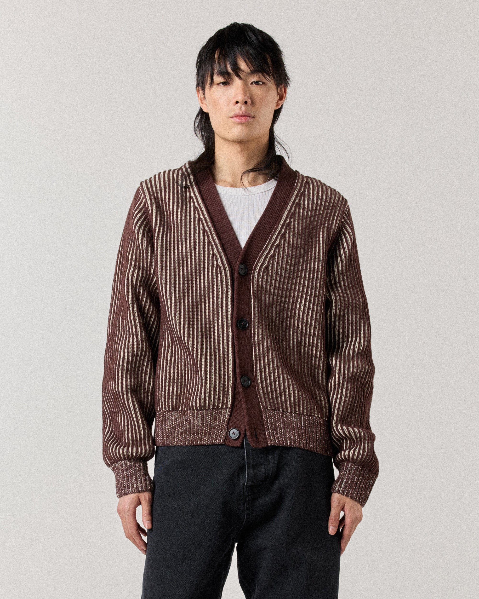 Fisherman Cardigan - Mocha Brown/Stone | RONNING, Everyday Uniform
